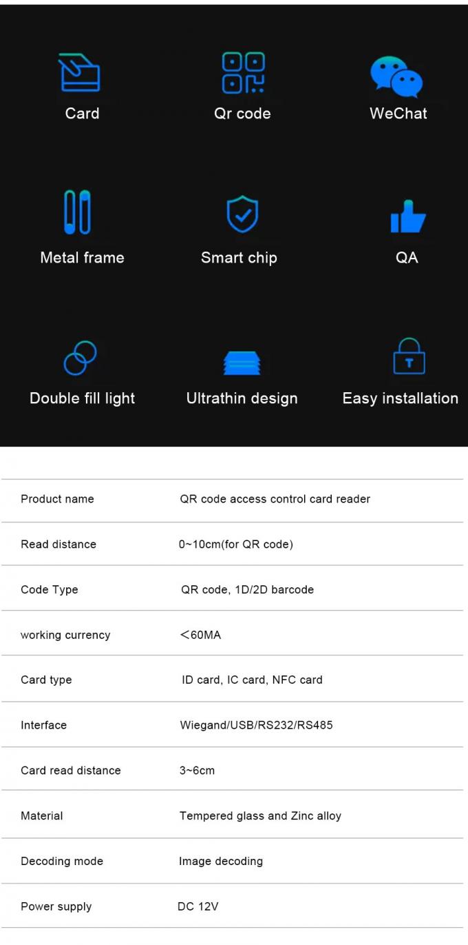 RS232 Rfid Door Access System Access Controller QR One Dimensional Code