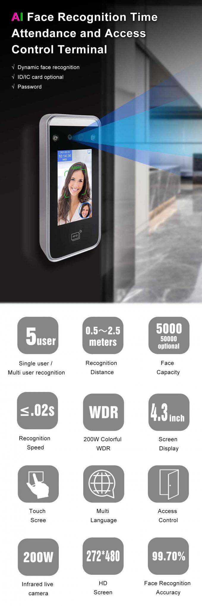 TIMMY Web Cloud Based Biometric Face Recognition Time Attendance Machine